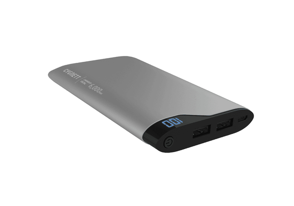 Cygnett Powerbank CHARGEUP DIGITAL Power bank Li pol 6000 mAh 2 A 2 lahtoliittimet USB vain virta johdossa Micro USB avaruuden harmaa Multitronic
